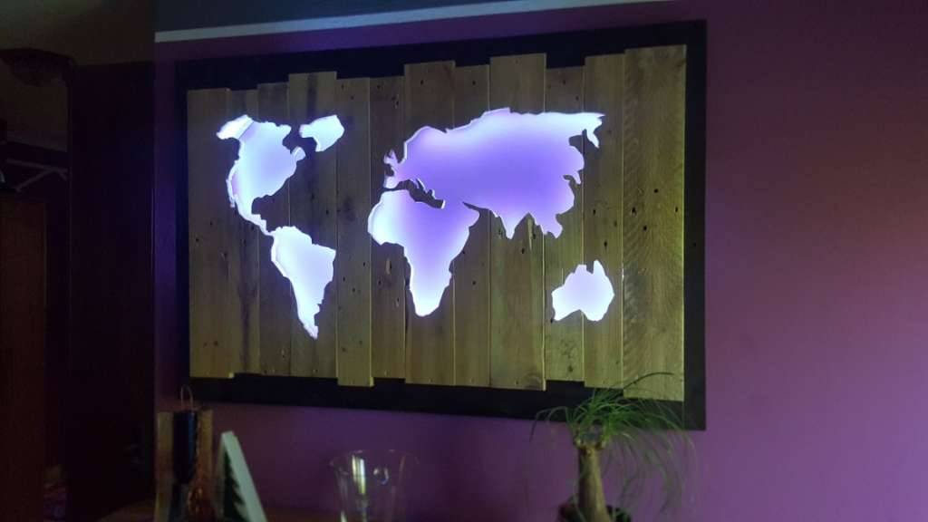 Wood LED Lighting World Map | Echtholz | Einzelstück, € 300,- (3352 St ...