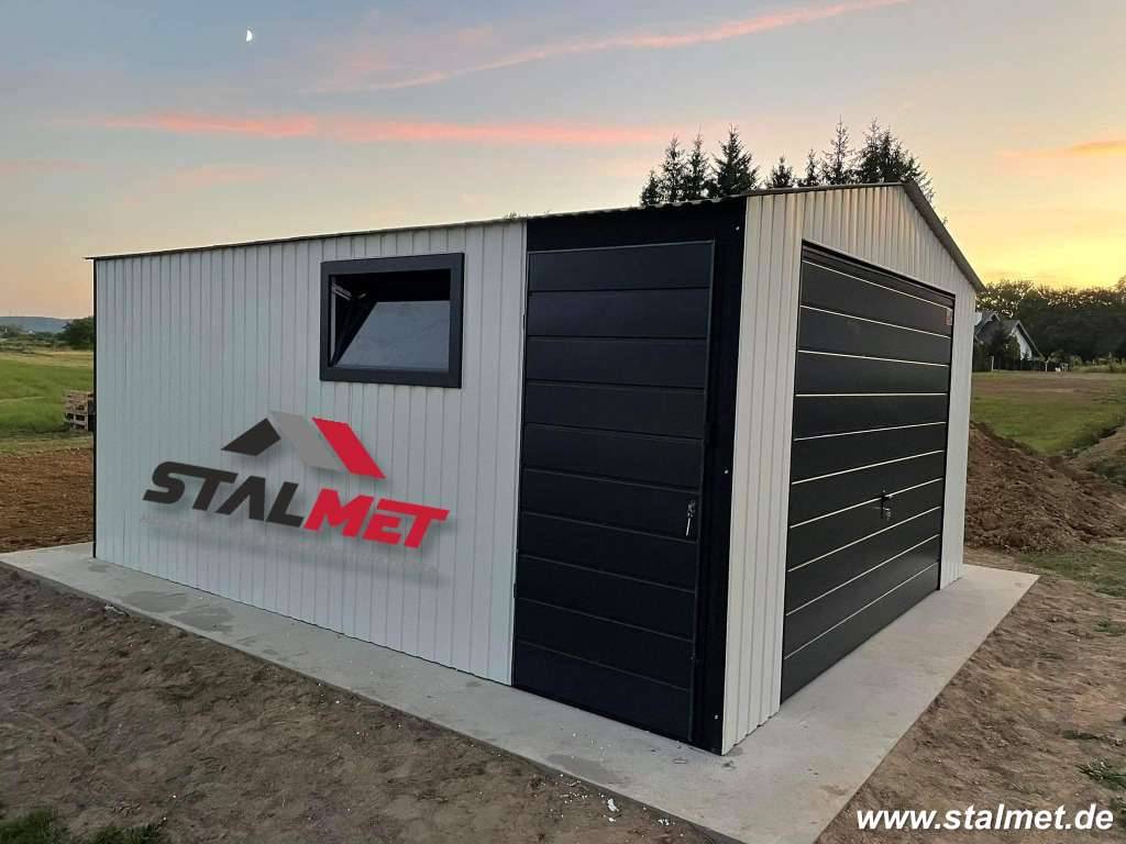 *Blechgarage 5x6x2,55m mit Satteldach in Farbe Garage KFZ Lager Schuppe ...