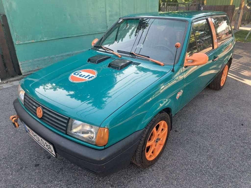 VW Polo 86 Gulf Design , Palmersgrün seltener rostfreier Kombi Klein ...