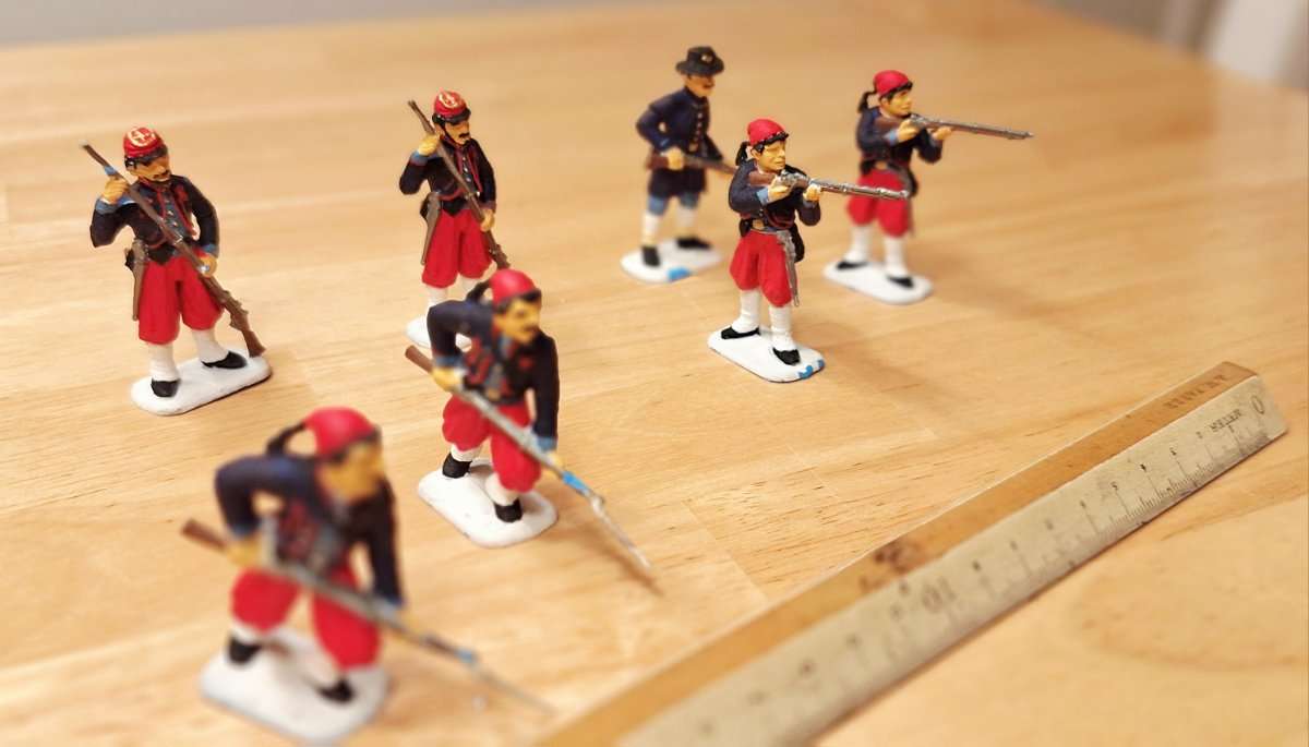 7 handbemalte Italeri 1:32 Nordstaaten-Infanterie (Union ACW ...