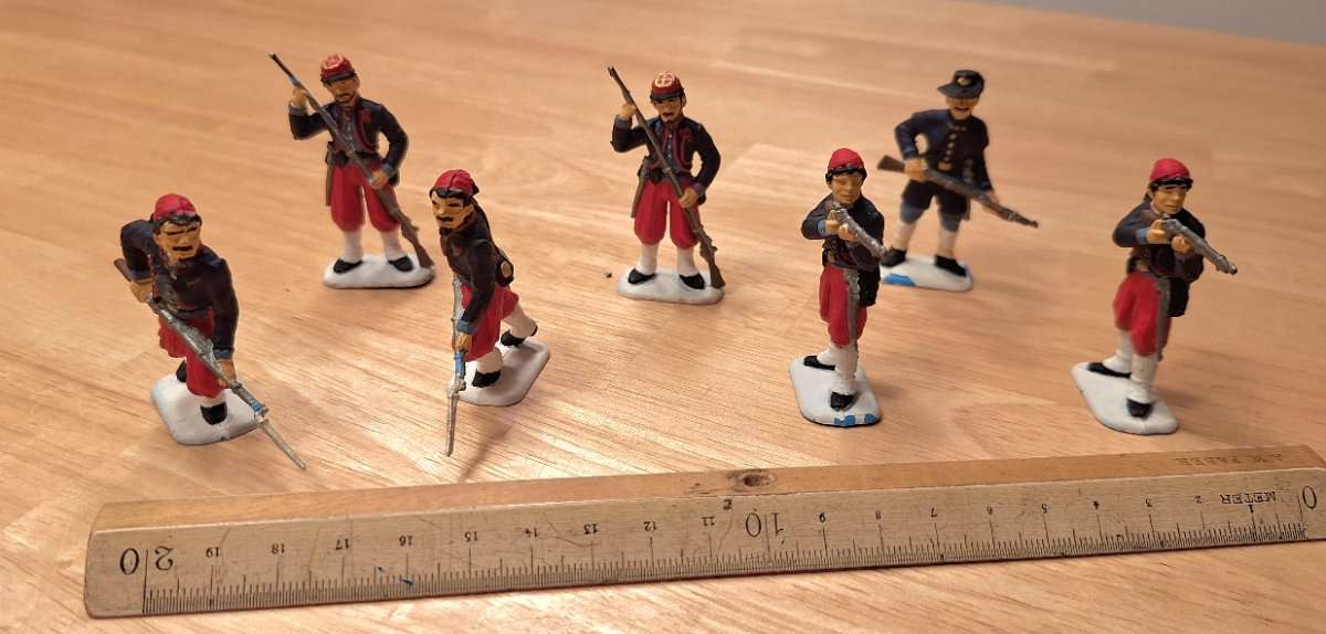 7 handbemalte Italeri 1:32 Nordstaaten-Infanterie (Union ACW ...