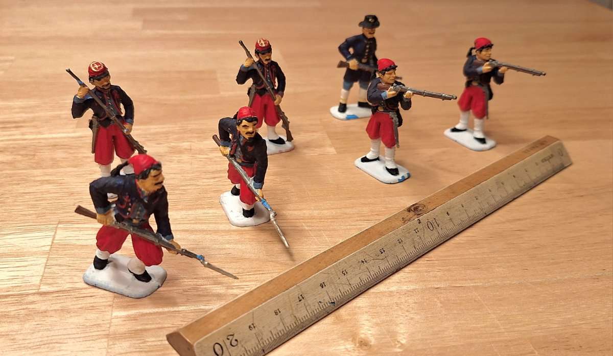 7 handbemalte Italeri 1:32 Nordstaaten-Infanterie (Union ACW ...