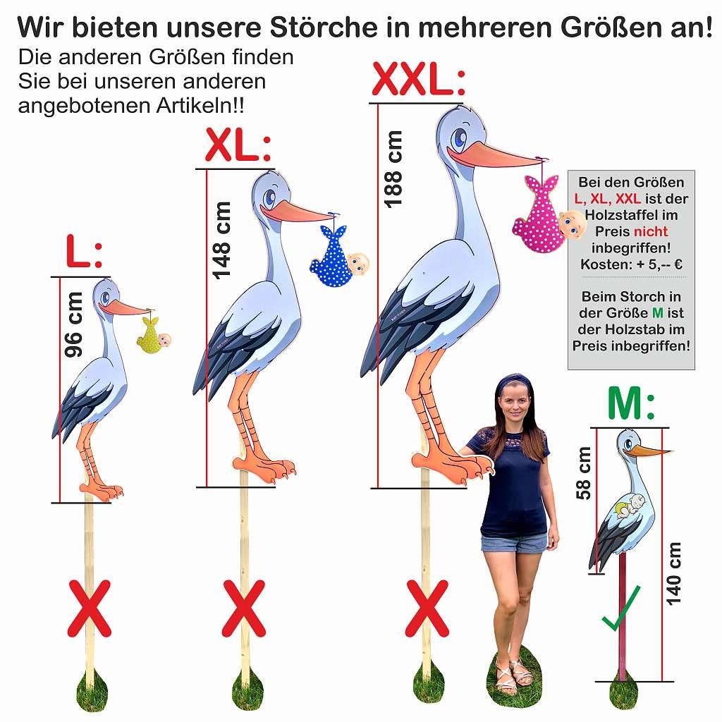 XL Baby-Storch aus Holz 148 cm - Baby Holzstorch - groß, riesig, XL ...