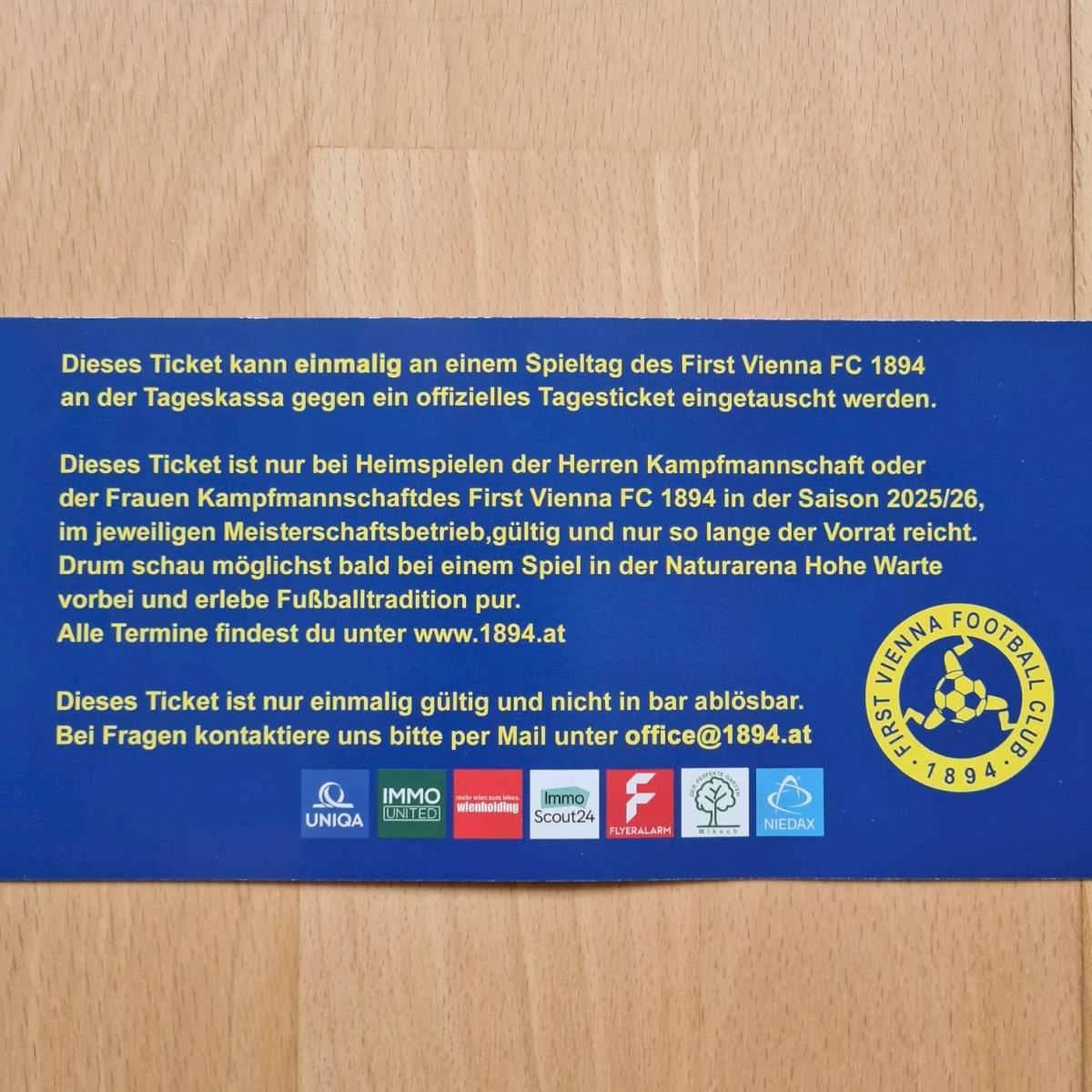 Pro Ticket - First Vienna Football Club 1894 Tickets First Vienna ...