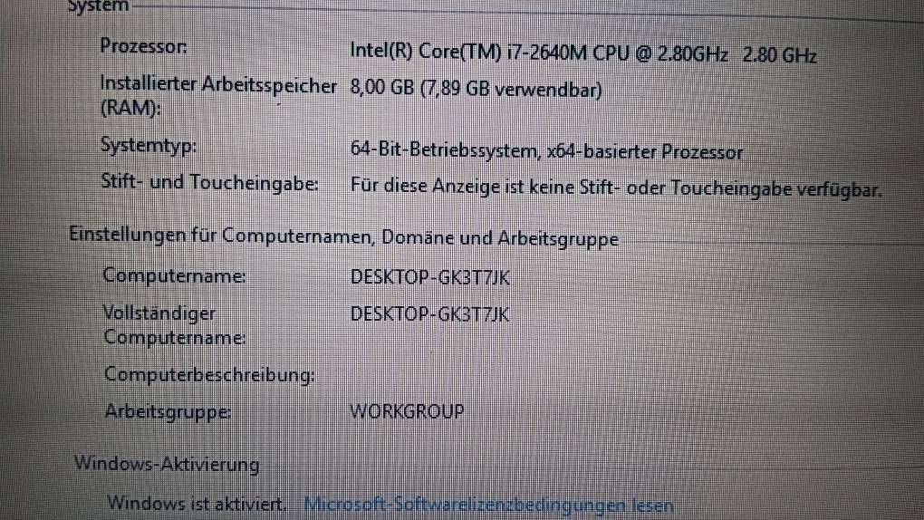 Lenovo ThinkPad T520 15,6" Intel Core i7-2640M CPU @ 2,80 GHz ; RAM-8 ...