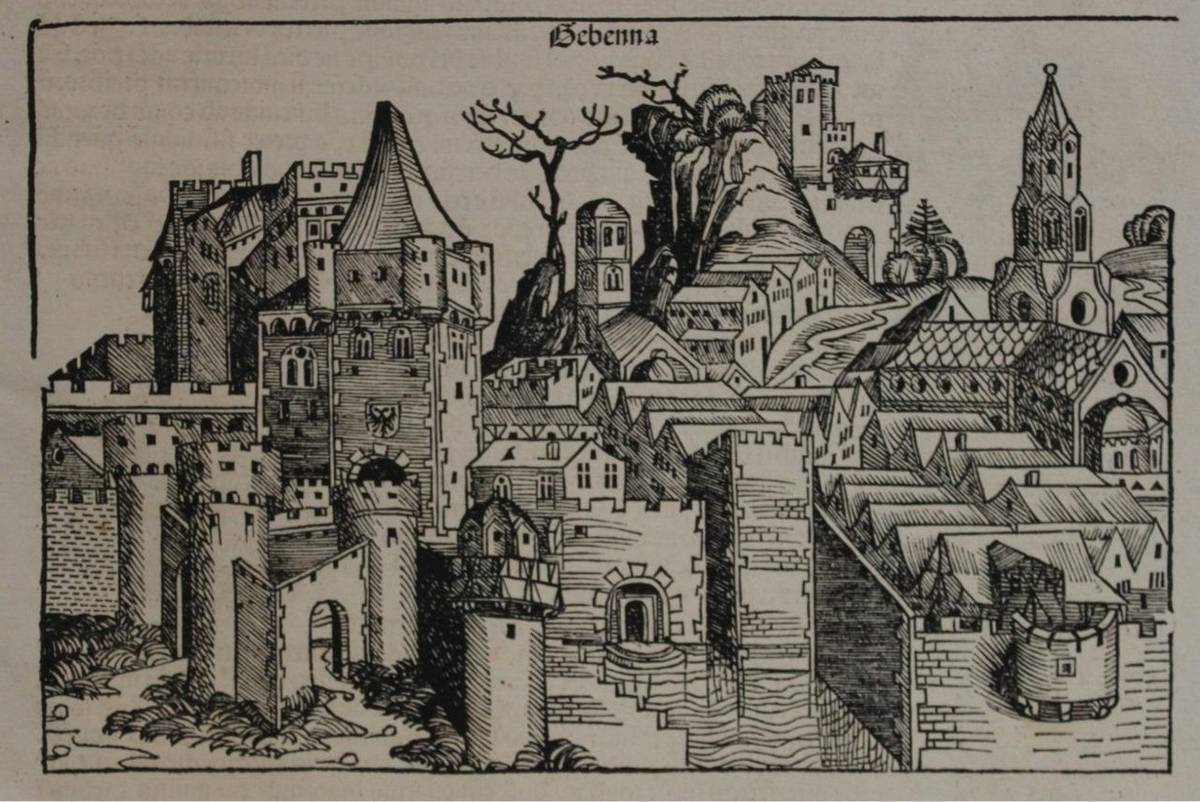1493: Schedel´sche Welt Chronik GENF Gebenna Vedute Geneva Schweiz ...