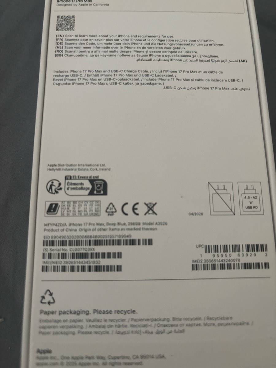 IPHONE 17 PRO MAX 256GB Midnight Blue, € 1.350,- (1100 Wien) - willhaben