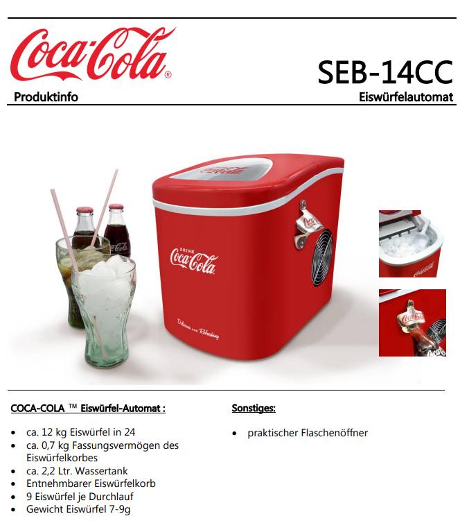 Eiswürfelmacher / Eiswürfelautomat / Eiswürfelaufbereiter Coca Cola, € ...