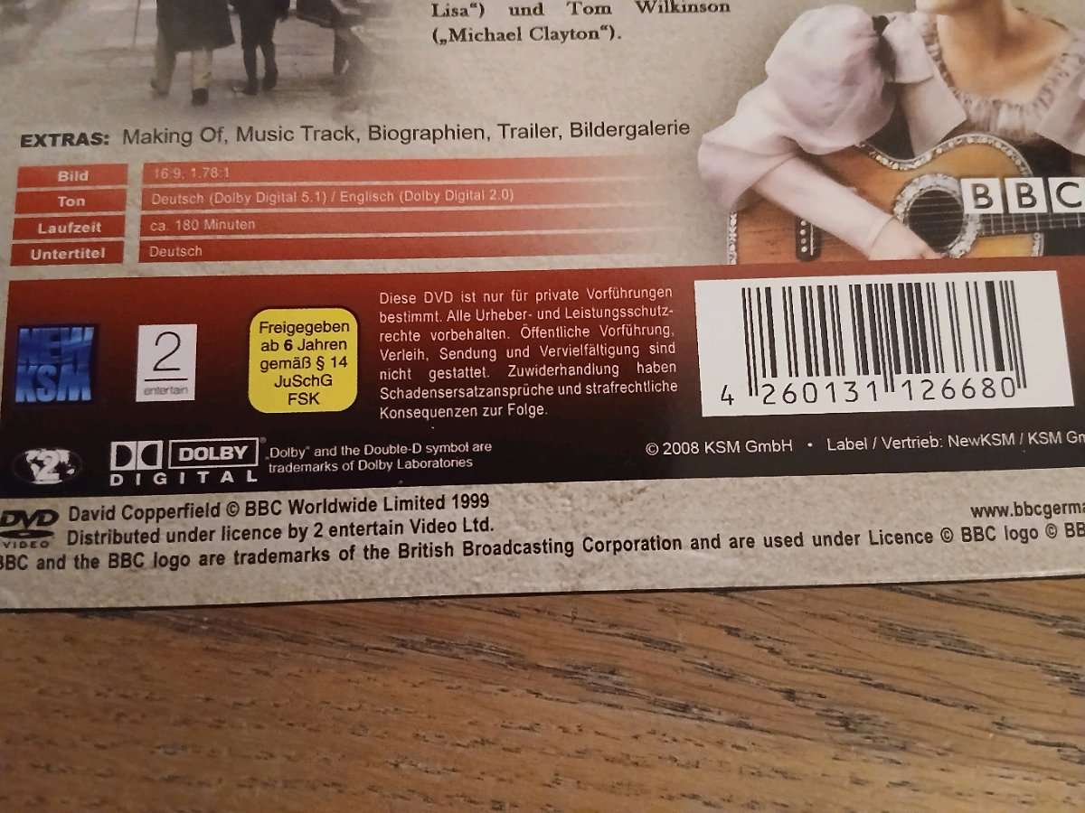 DVD-Box, DAVID COPPERFIELD, 2 Disc Set, schöne Charles Dickens ...