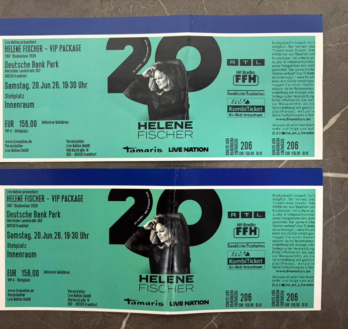 Helene Fischer Frankfurt Vip-Stehplatz Tickets, € 320,- (8670 Krieglach ...